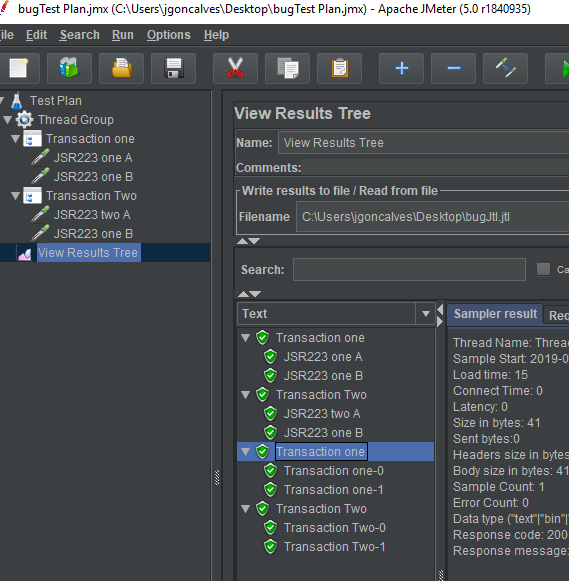 View Results Tree - Error naming sub controllers under Transaction Controllers when it's ...