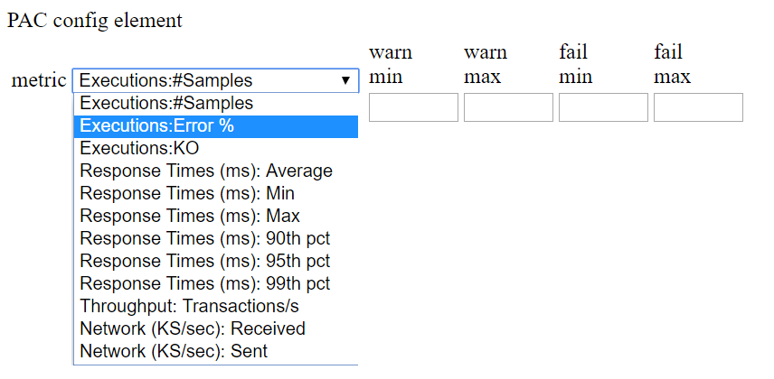 Generation of automatic result (pass/warning/fail) based on defined performance acceptance ...